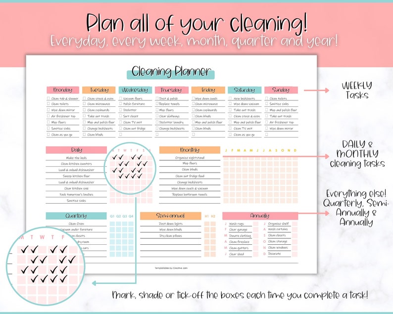 Cleaning Schedule, EDITABLE Cleaning Planner, Cleaning Checklist ...