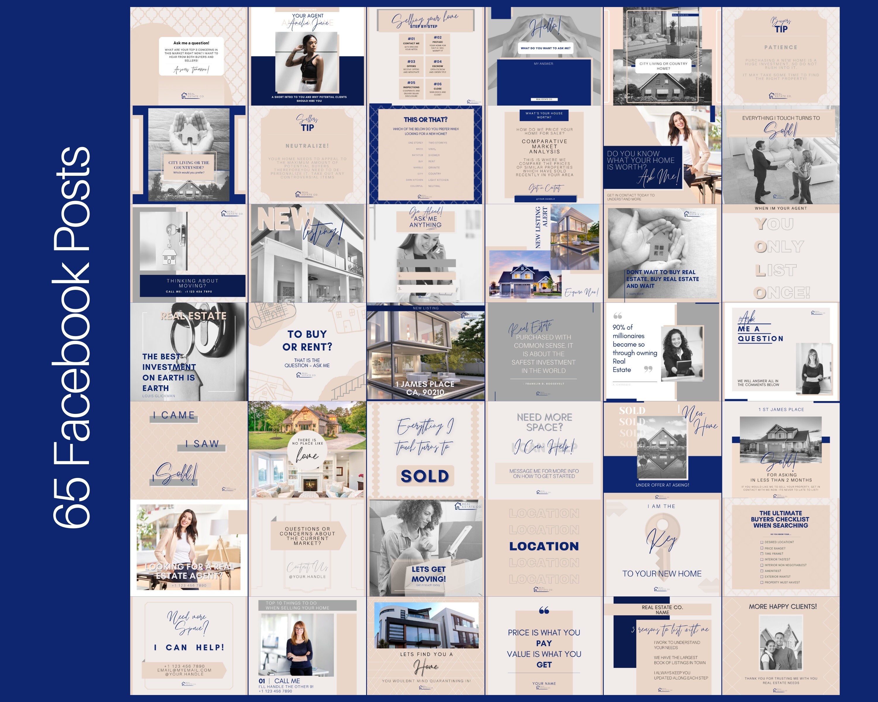 65 REALTOR Facebook Post Templates. Real Estate Facebook Templates ...