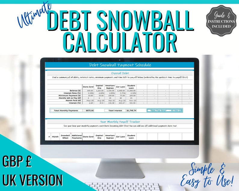 Dave Ramsey Debt Snowball Calculator GBP UK Excel Budget - Etsy UK