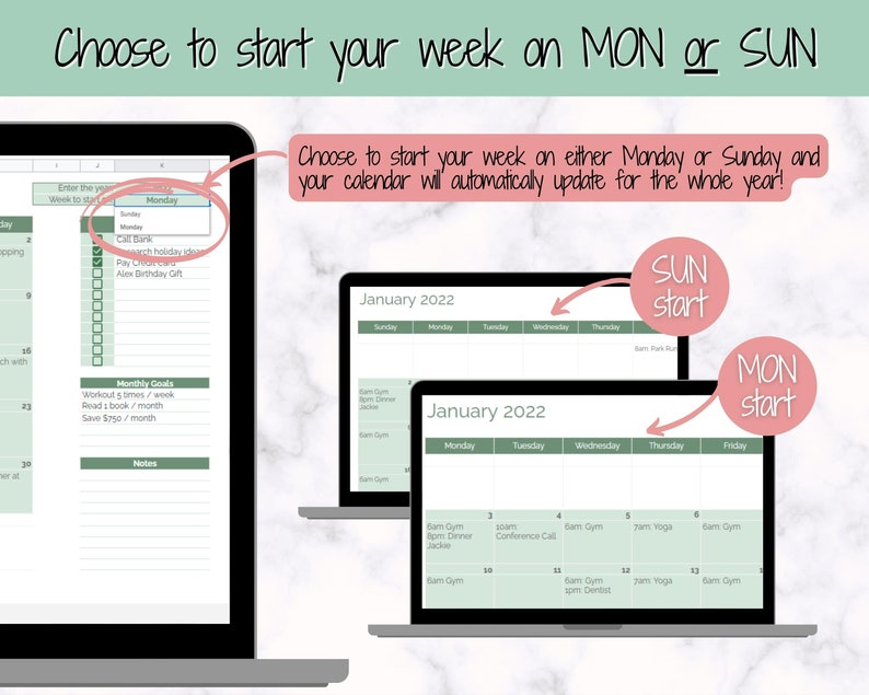 EDITABLE Monthly Calendar Monthly Planner Template Automated - Etsy