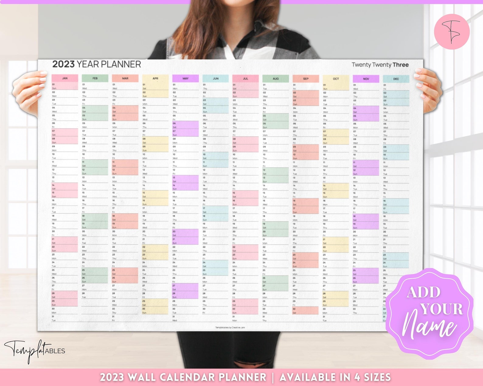 EDITABLE 2023 Wall Calendar Printable Large Yearly Calendar - Etsy UK