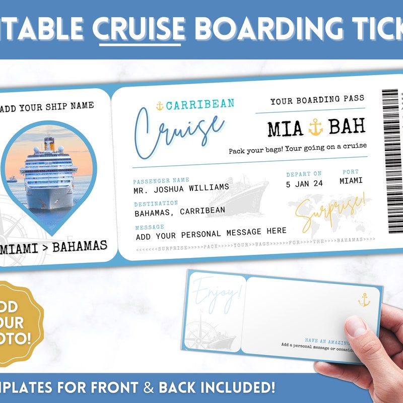 Editable Cruise Ticket Template - Etsy