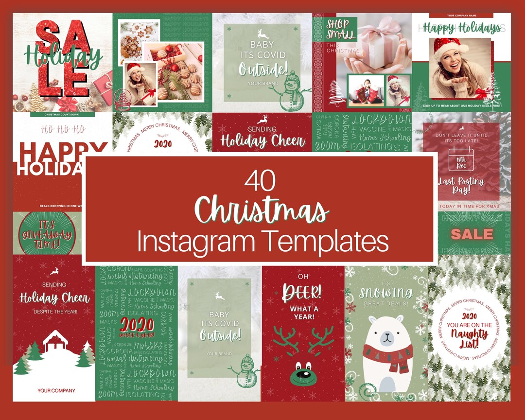 Happy Holiday Instagram Templates. Christmas Canva Template Pack ...
