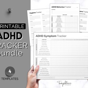 ADHD Symptom Tracker, Behavior & Hygiene Tracker BUNDLE Monthly ...