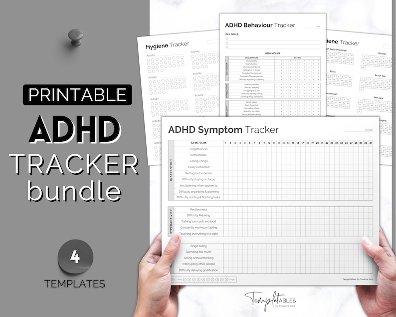 Printable ADHD Trackers for Adults Monthly Symptom Tracker - Etsy