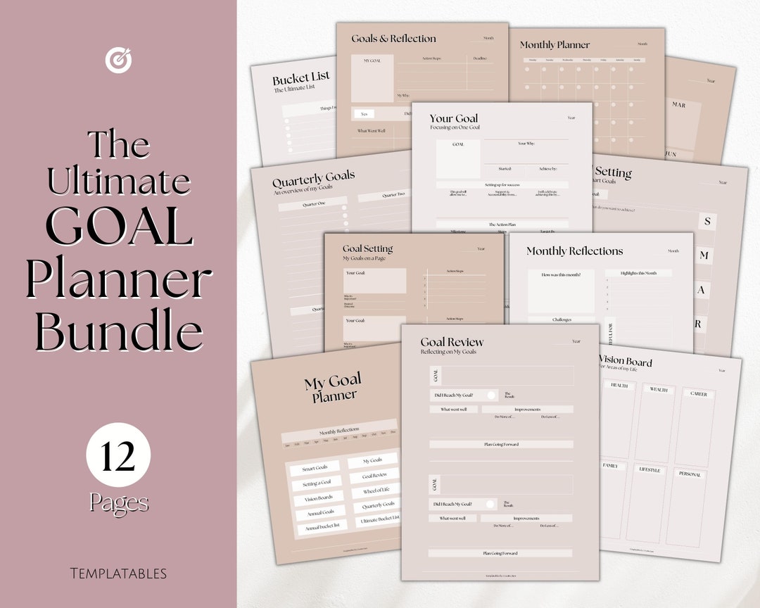 A5 Goal Planner Bundle 2023 Goals Tracker Smart Goal Setting Etsy