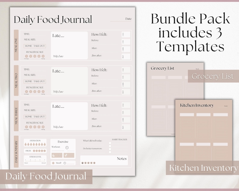 Daily Food Diary Printable, Colorful Food Journal, Diet & Nutrition Log ...