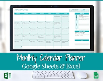 Monthly Planner Google Sheets Template Task Schedule to Do - Etsy