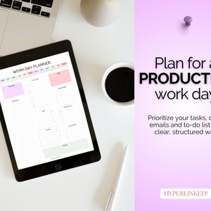 Work Planner, Digital Planner, Work Day Organizer, Daily Planner, Work ...