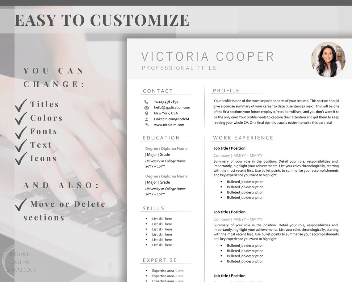 CV TEMPLATE Resume Word. Professional Resume Template. - Etsy UK