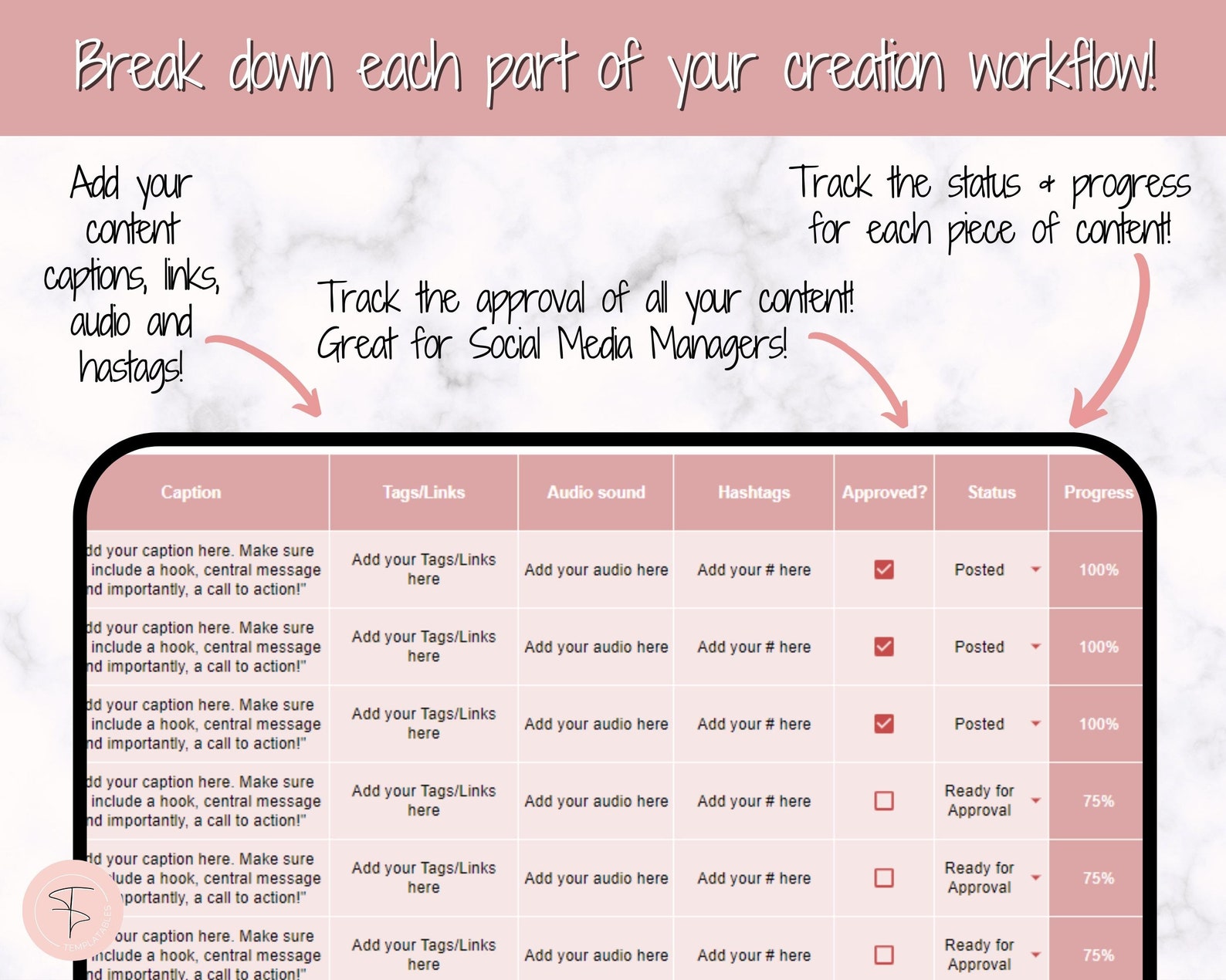 30 Day Content Calendar, Editable Social Media Planner, Google Sheets ...