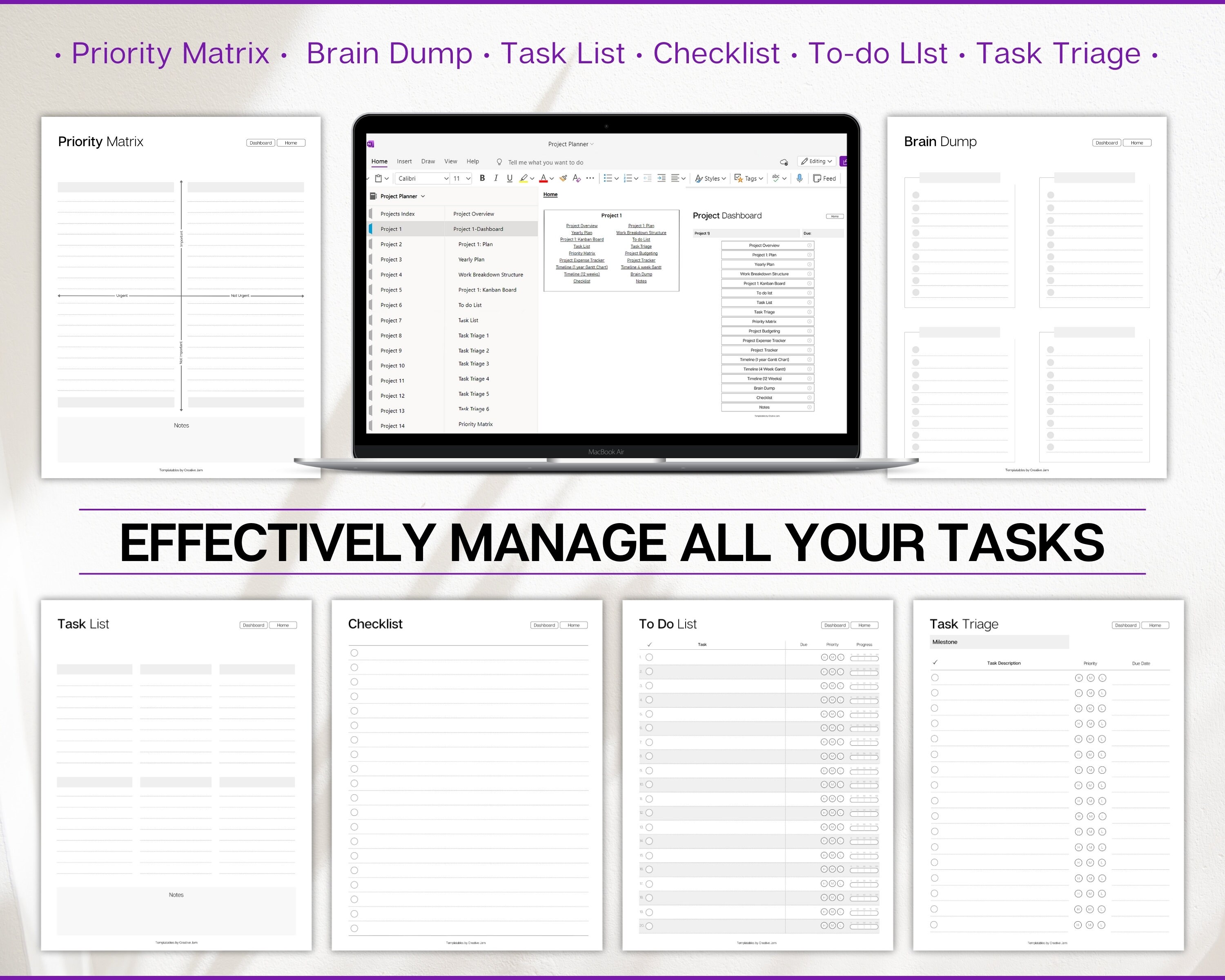 Onenote Project Planner! Project Tracker, Project Management, Digital ...