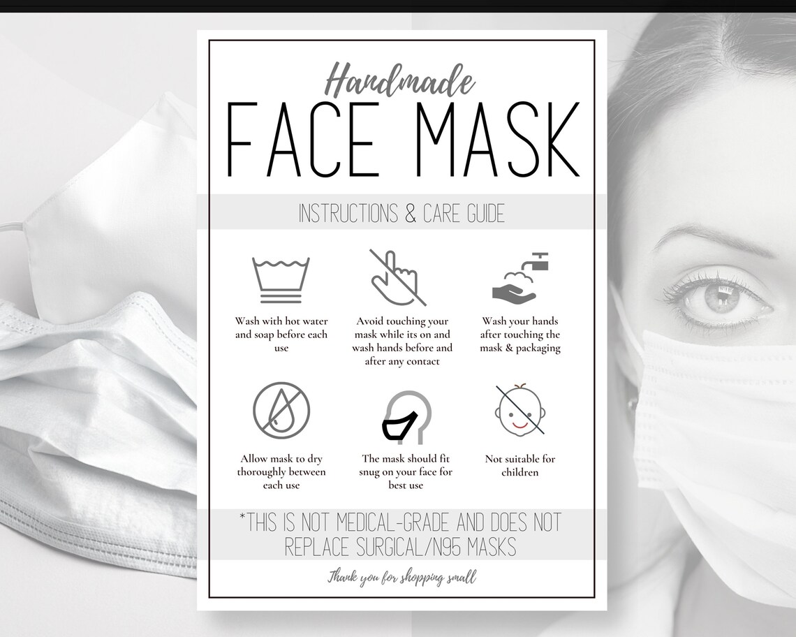Face Mask LABEL CARE CARD How to Handle Order Card Face Mask - Etsy UK