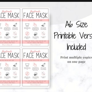 Face Mask LABEL CARE CARD, How to Handle Order Card, Face Mask ...