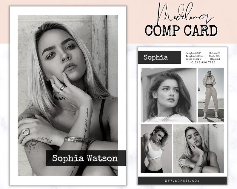 COMP CARD Template. Modeling Photocard Zed Card for Models. Z | Etsy