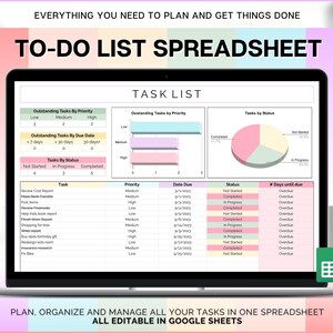 Google Sheets to Do List Template, Undated Planner, Editable to Do List ...