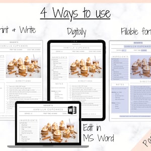 EDITABLE Recipe Book Template, Recipe Sheet Template, Recipe Cards ...
