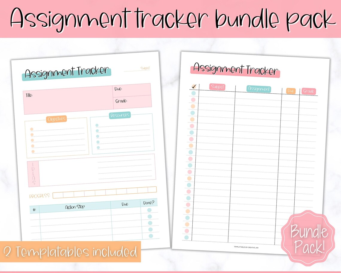 Assignment Planner BUNDLE Printable Assignment Tracker for - Etsy