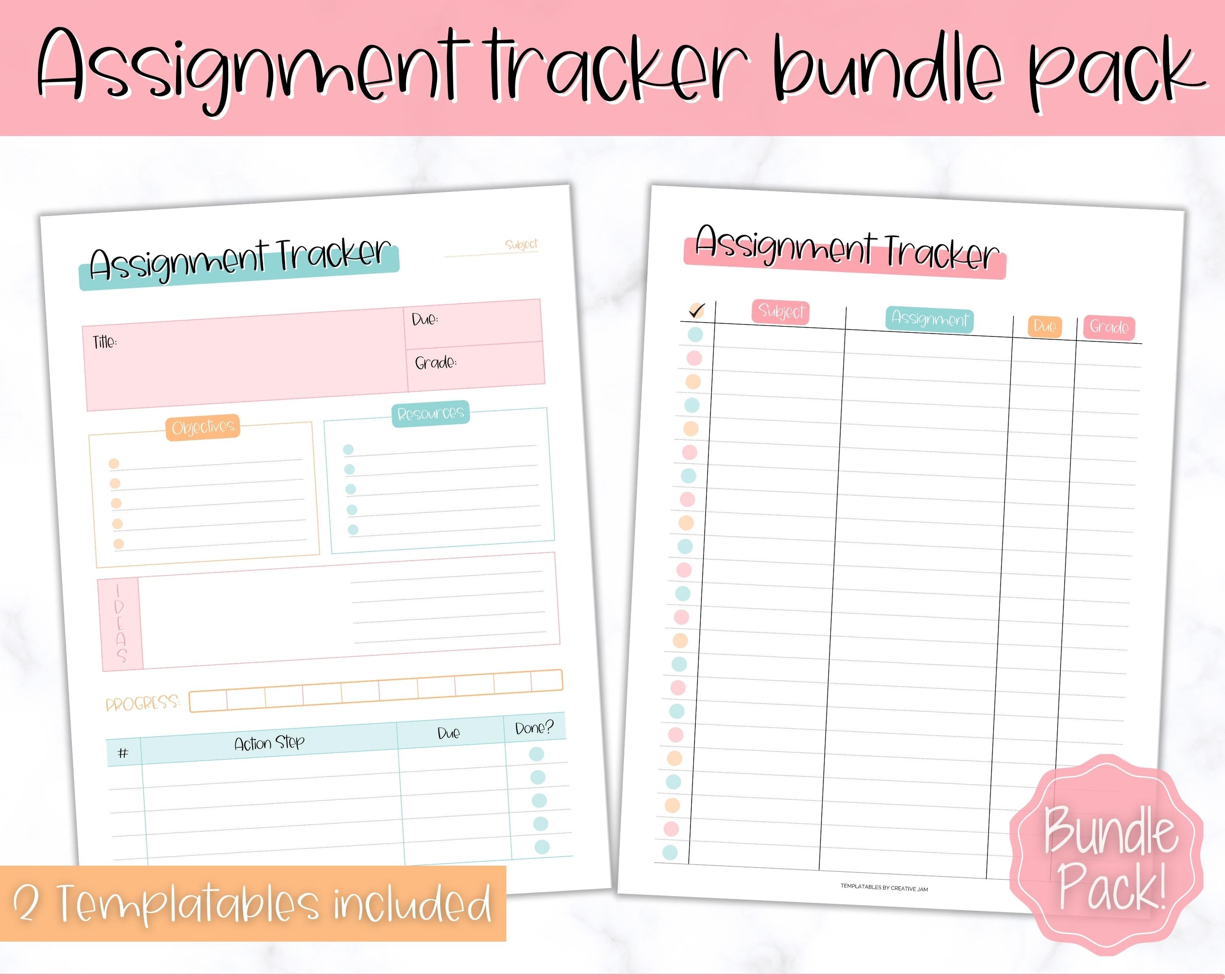 Assignment Tracker BUNDLE, Printable Assignment Planner for Students ...