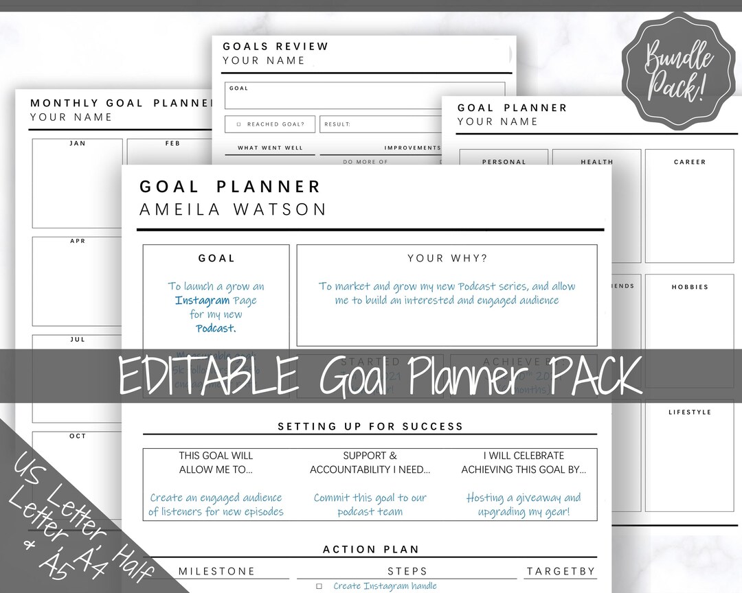 Goal Planner Printables, 2024 Goals Tracker, Goal Planner Kit, 2024 New ...