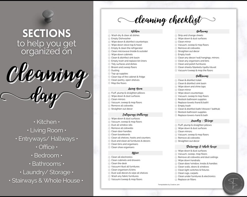 Master Cleaning Checklist Printable Cleaning Planner - Etsy UK