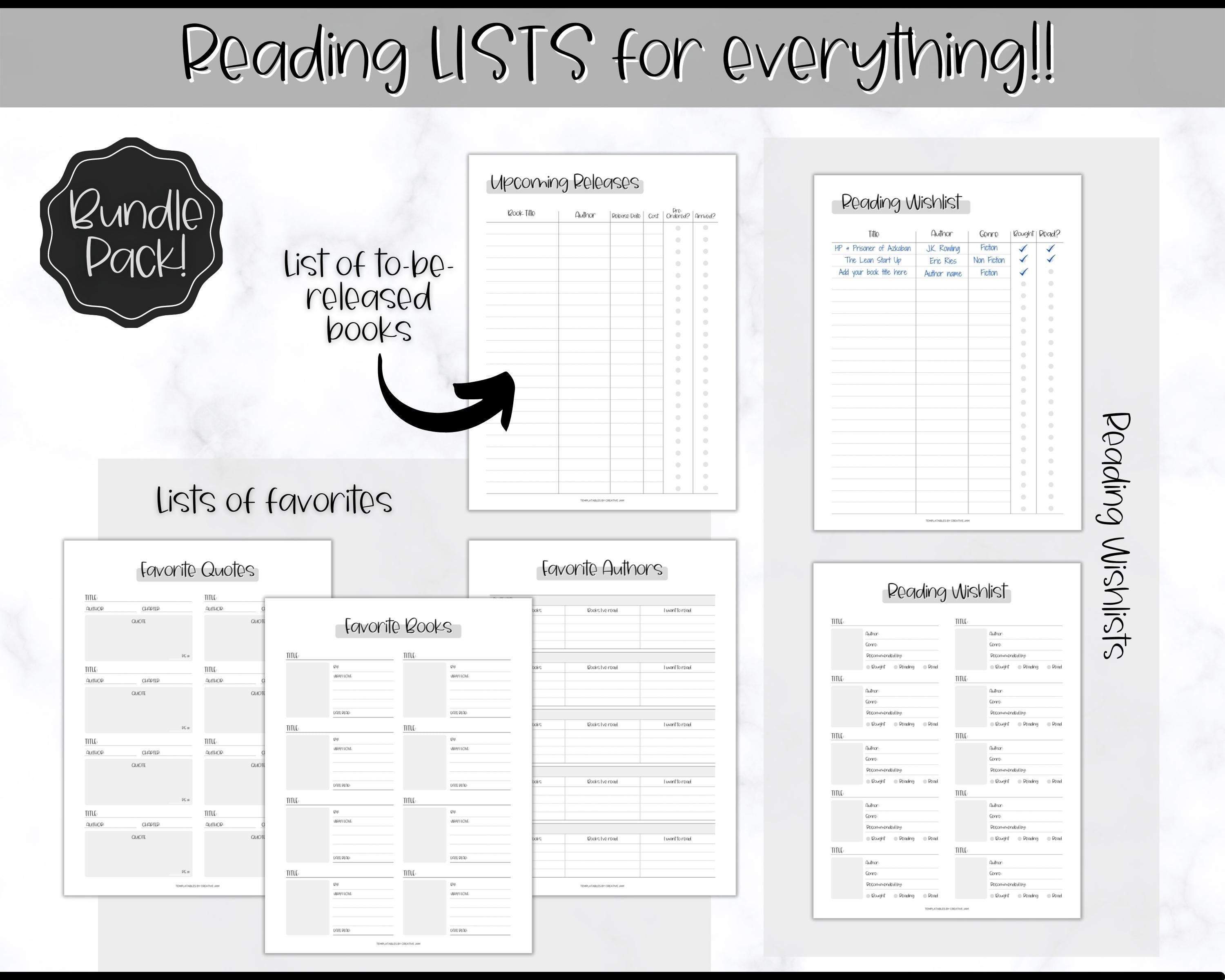 Reading Log Book Tracker Printable Reading Challenge Book - Etsy UK