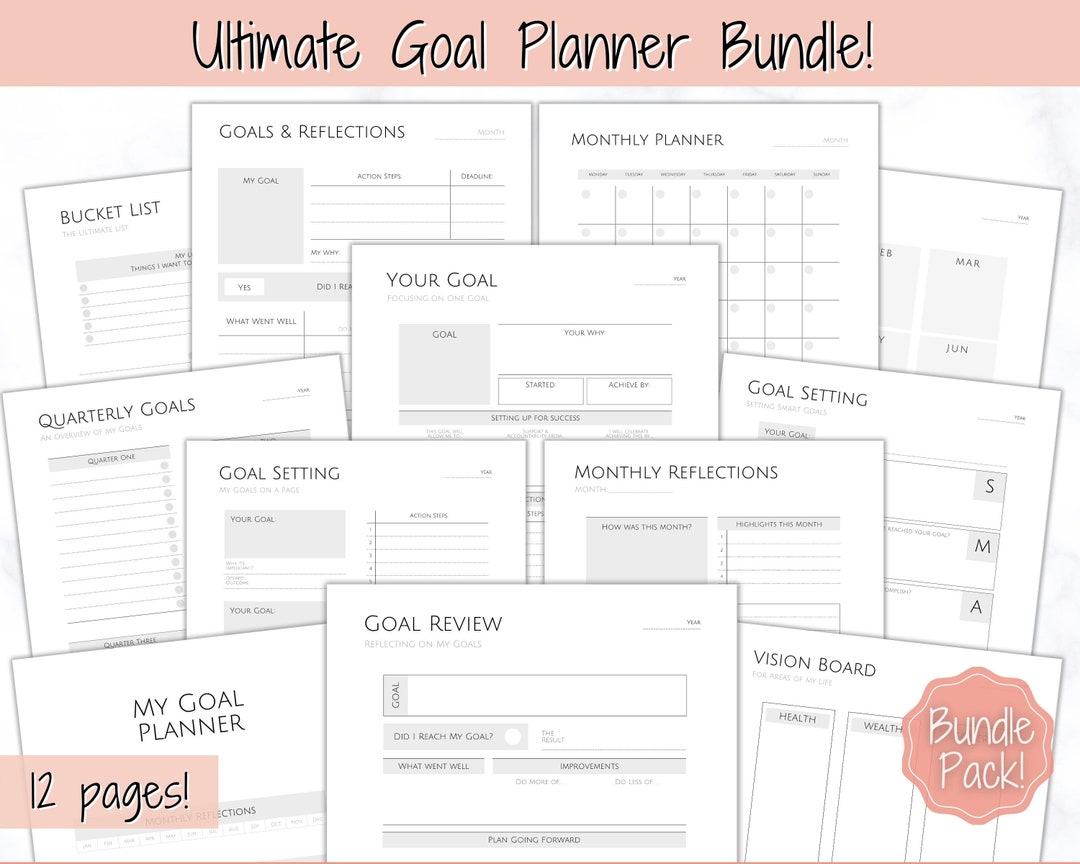 Goal Journal BUNDLE, 2024 Goals Planner, SMART Goal Setting Kit, New ...