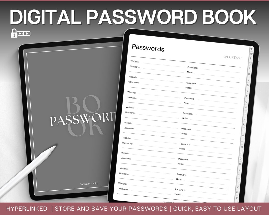Password Book, Digital Password Tracker With Tabs, Password Keeper ...
