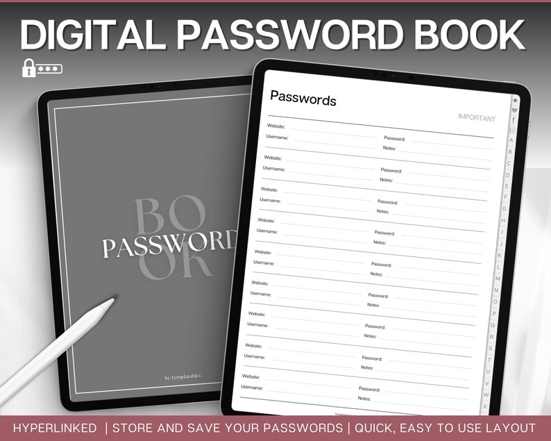 Digital Password Book, Password Tracker With Tabs, Password Keeper ...