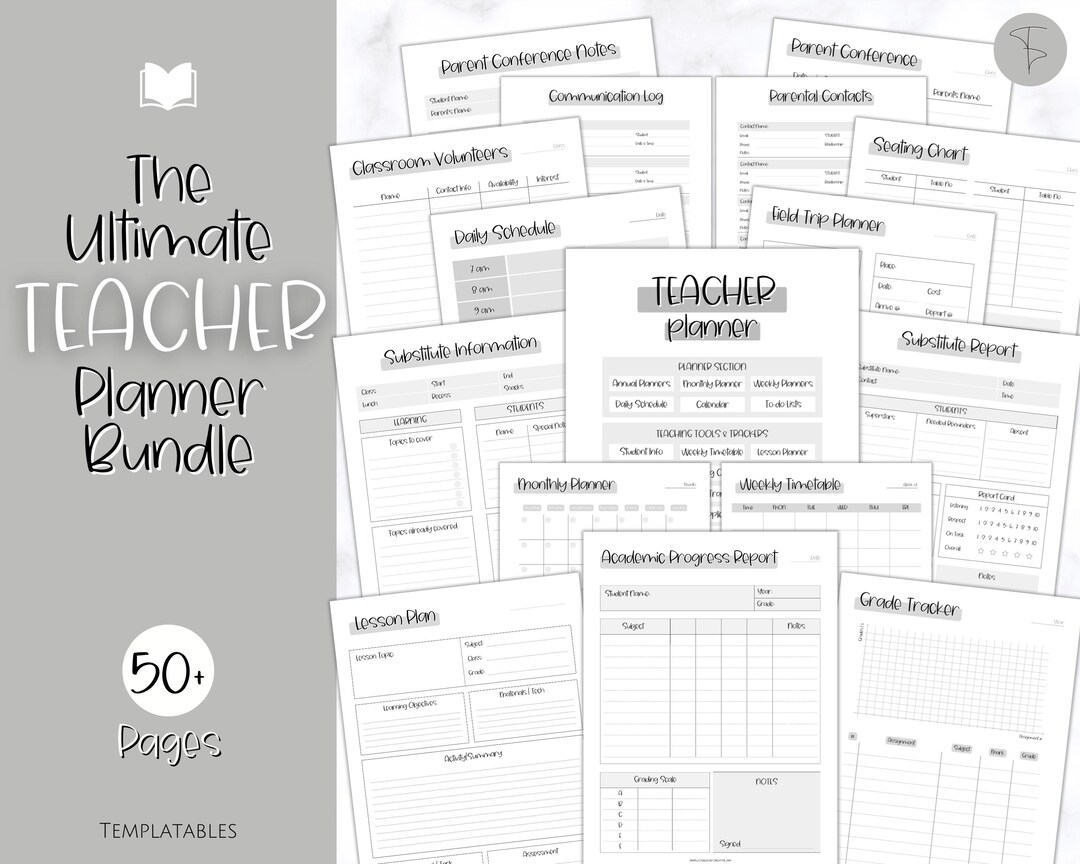 Teacher Planner Printable BUNDLE, Homeschool Teacher, Academic Planner ...