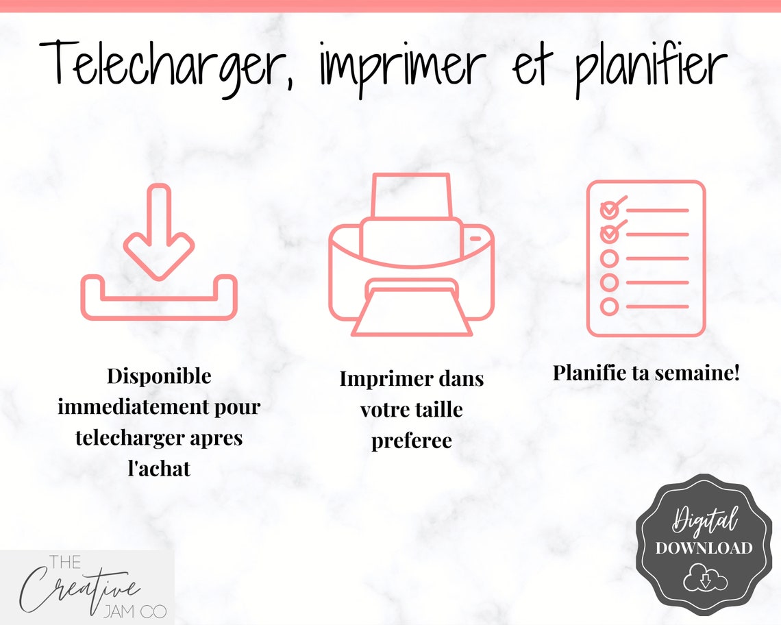 FRENCH Weekly Planner Printable Français Hourly Planner - Etsy