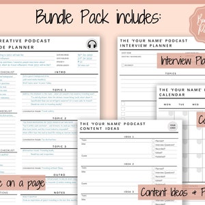 Podcast Planner, Editable BUNDLE Pack. Podcast Template Content ...
