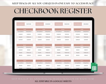 Digital Checkbook Register Google Sheets Checkbook Template - Etsy