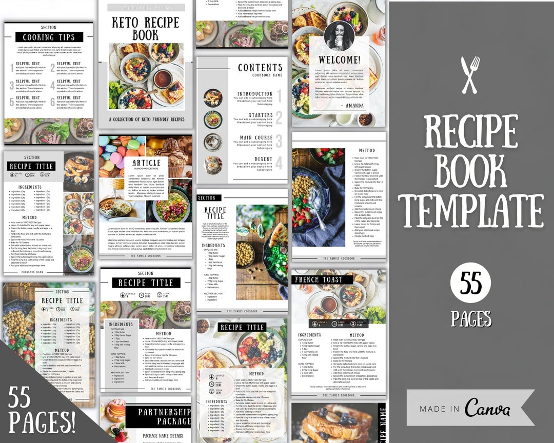 Recipe Template, Canva Recipe Book Template, Editable Ebook, Recipe ...