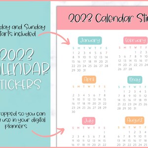 Mini Calendar Digital Planner Stickers, 2023 Digital Calendar Stickers ...