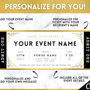 Event Ticket Template, EDITABLE DIY Event Printable, Surprise Getaway Invitation, Christmas ...
