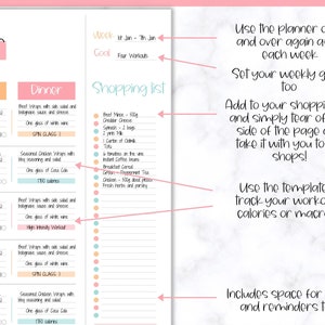Colorful Meal Planner Printable, Weekly Food Diary, Meal Tracker, Food ...