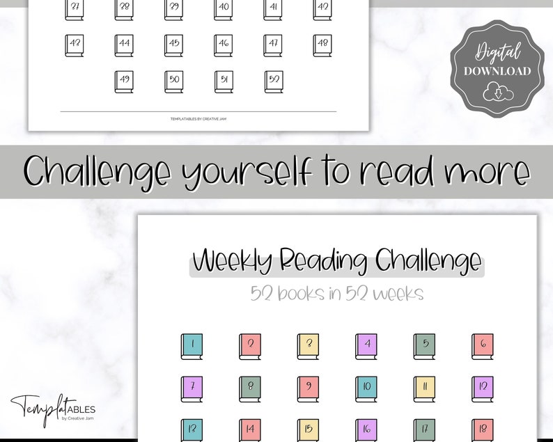 52 Weeks Book Challenge, 52 Books, Weekly Reading Challenge BUNDLE ...
