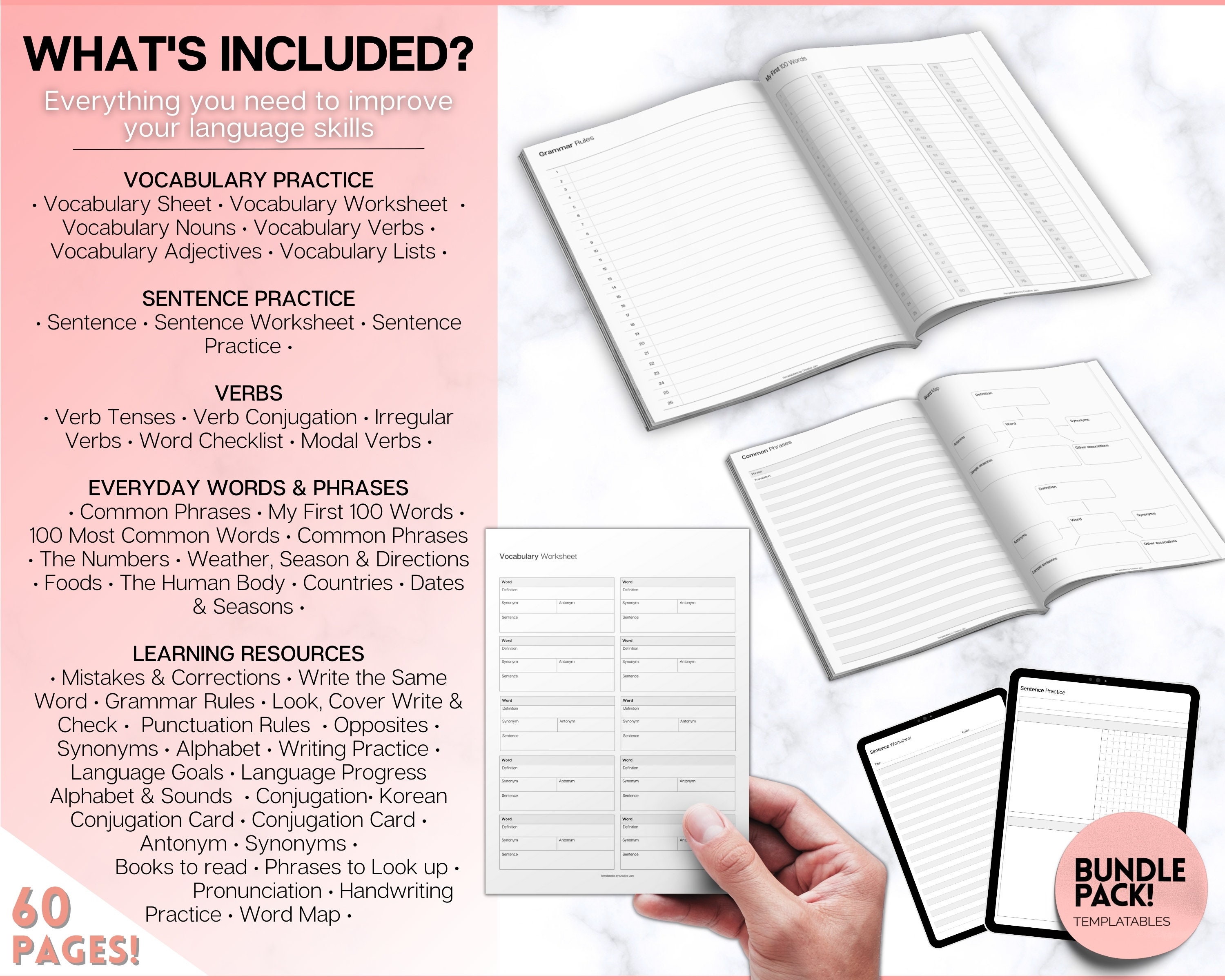 Language Learning Planner, Study Korean, Japanese, Spanish, French ...