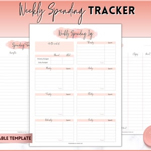 Weekly Spending Tracker, Printable Spending Log, Weekly Budget Planner ...