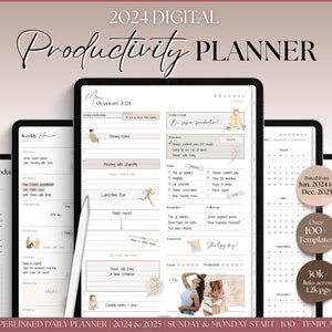 Digital Productivity Planner, 2024 - 2025 Digital Planner, Daily to Do ...