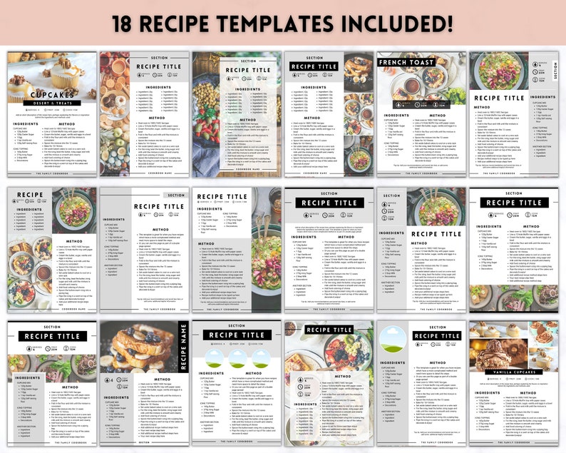 Recipe Template, Canva Recipe Book Template, Editable Ebook, Recipe ...
