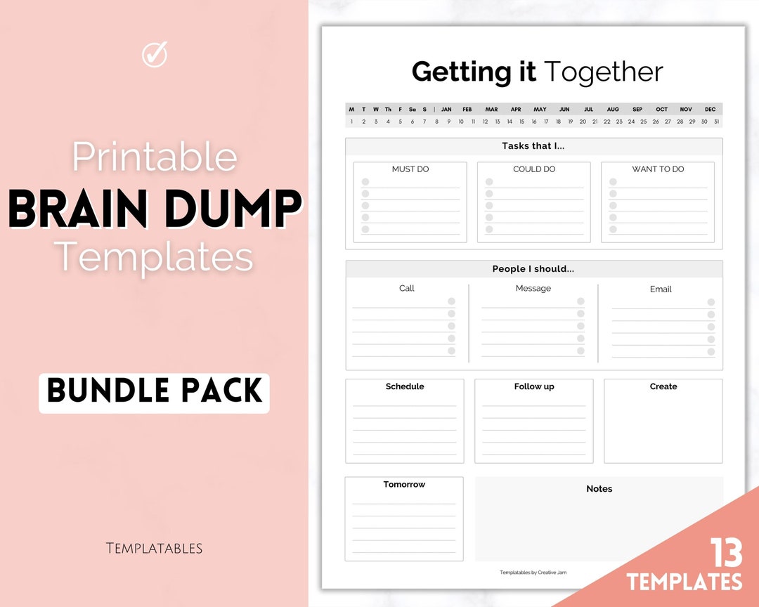 ADHD Brain Dump BUNDLE, to Do List Printable, Daily Planner Template ...