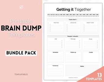 EDITABLE Brain Dump catch All Template, to Do List Printable, Daily ...
