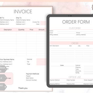 INVOICE Template & ORDER FORM Editable. Custom Receipt Printable. Sales ...