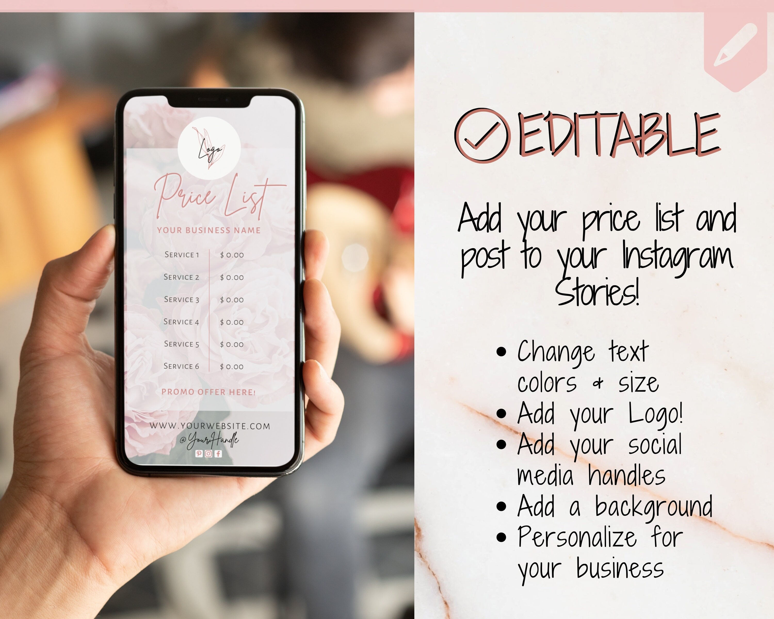 Instagram Template PRICE LIST Instagram Story Canva Price - Etsy