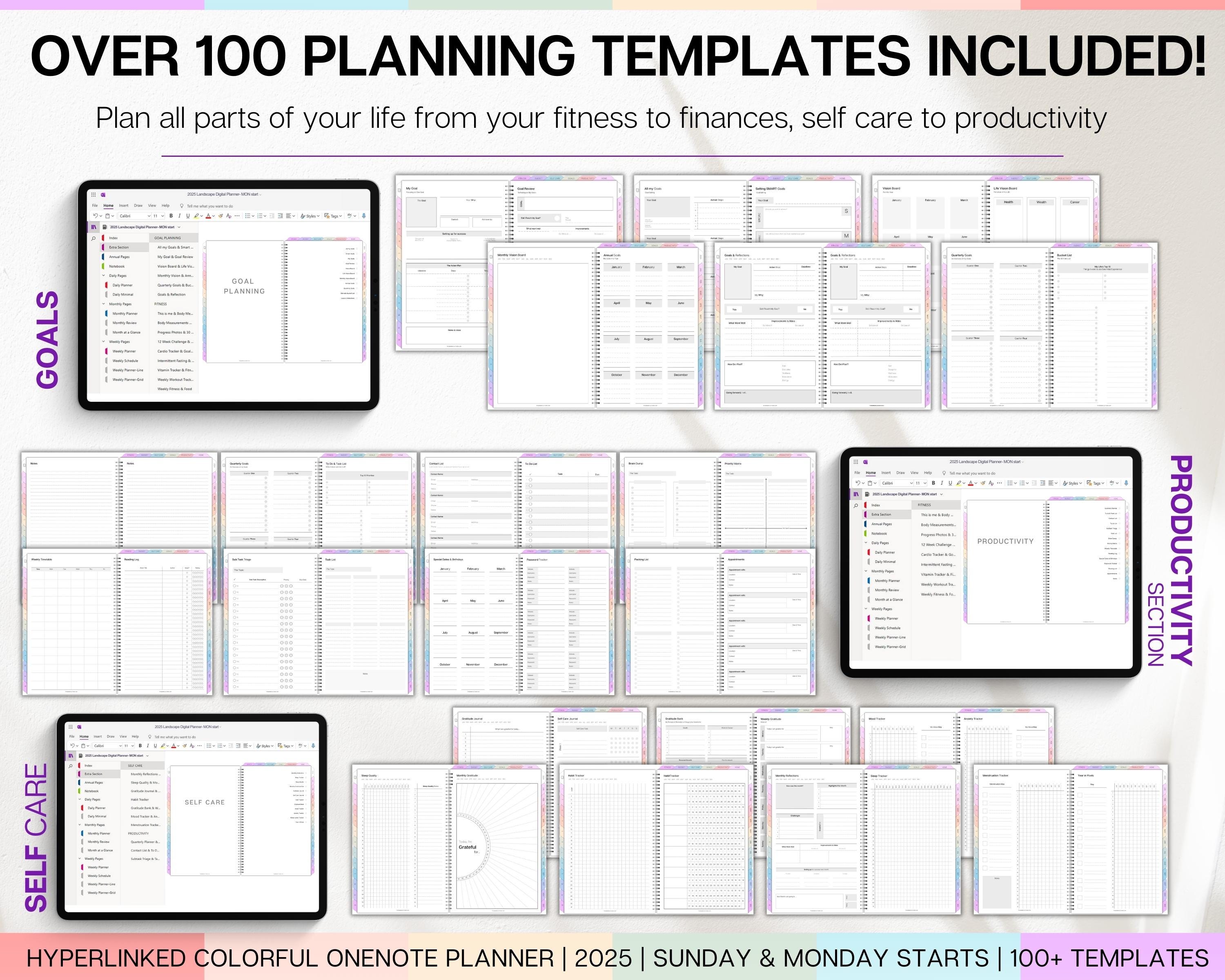 Onenote Planner, 2025 Digital Planner, Onenote Template, Daily, Weekly ...