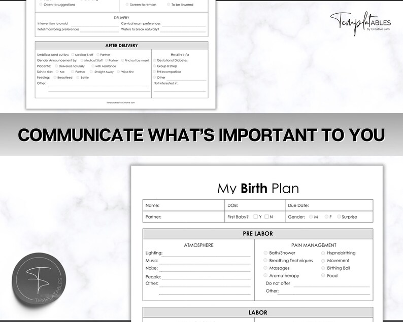 EDITABLE Birth Plan Template, Birth Preferences, Birthing Plan ...