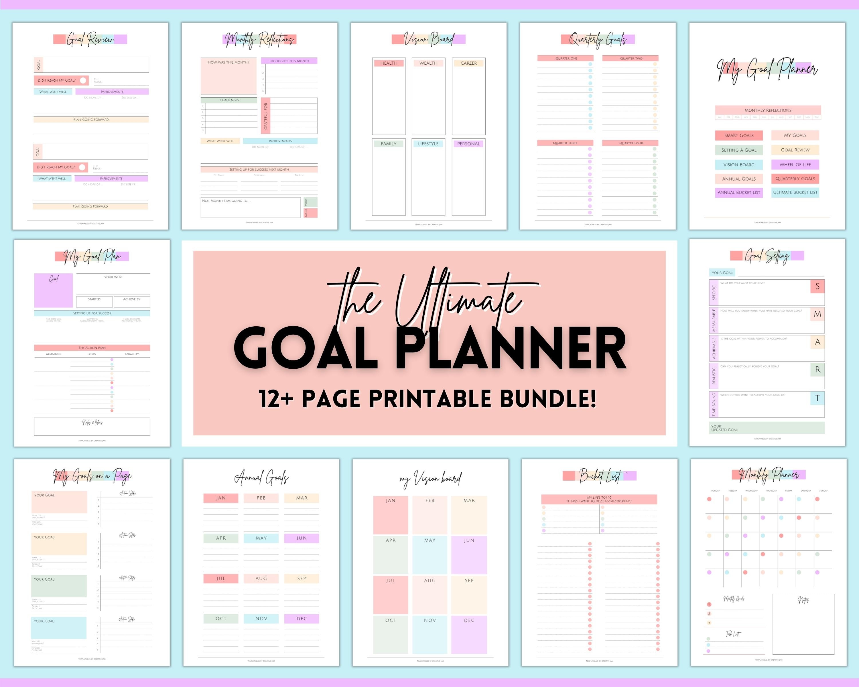Goal Planner Bundle 2023 Goals Tracker Smart Goal Setting Etsy Uk