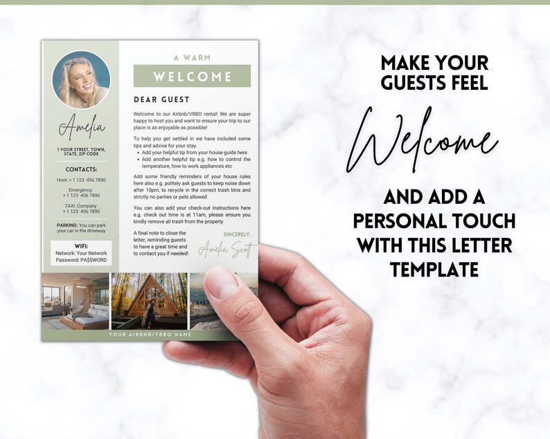 Airbnb & VRBO Welcome LETTER Template, Editable Canva Air Bnb House ...